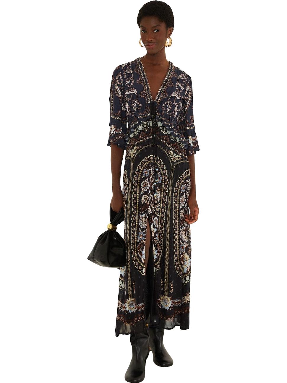 FARM RIO Daniela Short Sleeve Ruffled Maxi Dress